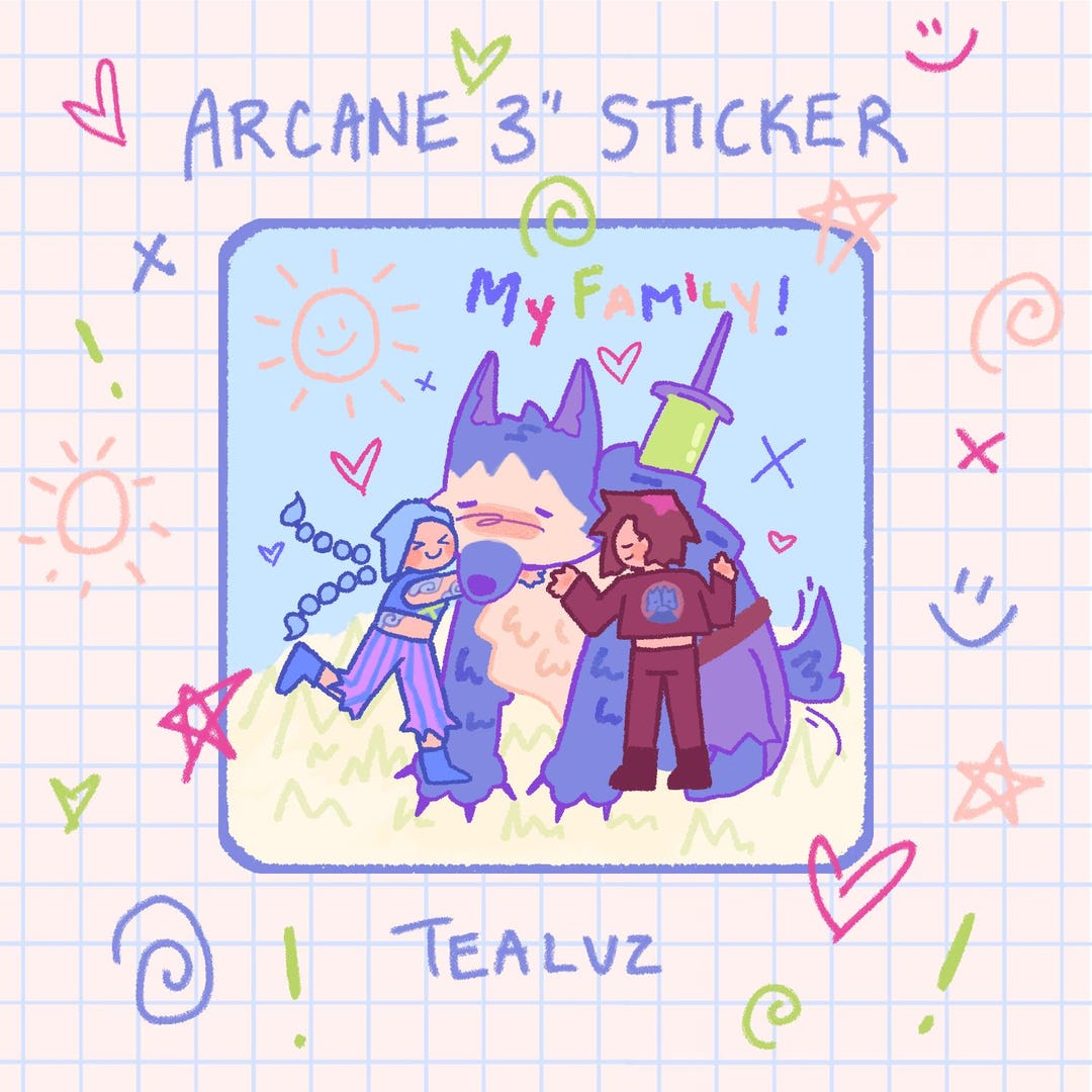 Arcane Sticker Jinx Vi Warwick | League of Legends | Square Vinyl ...