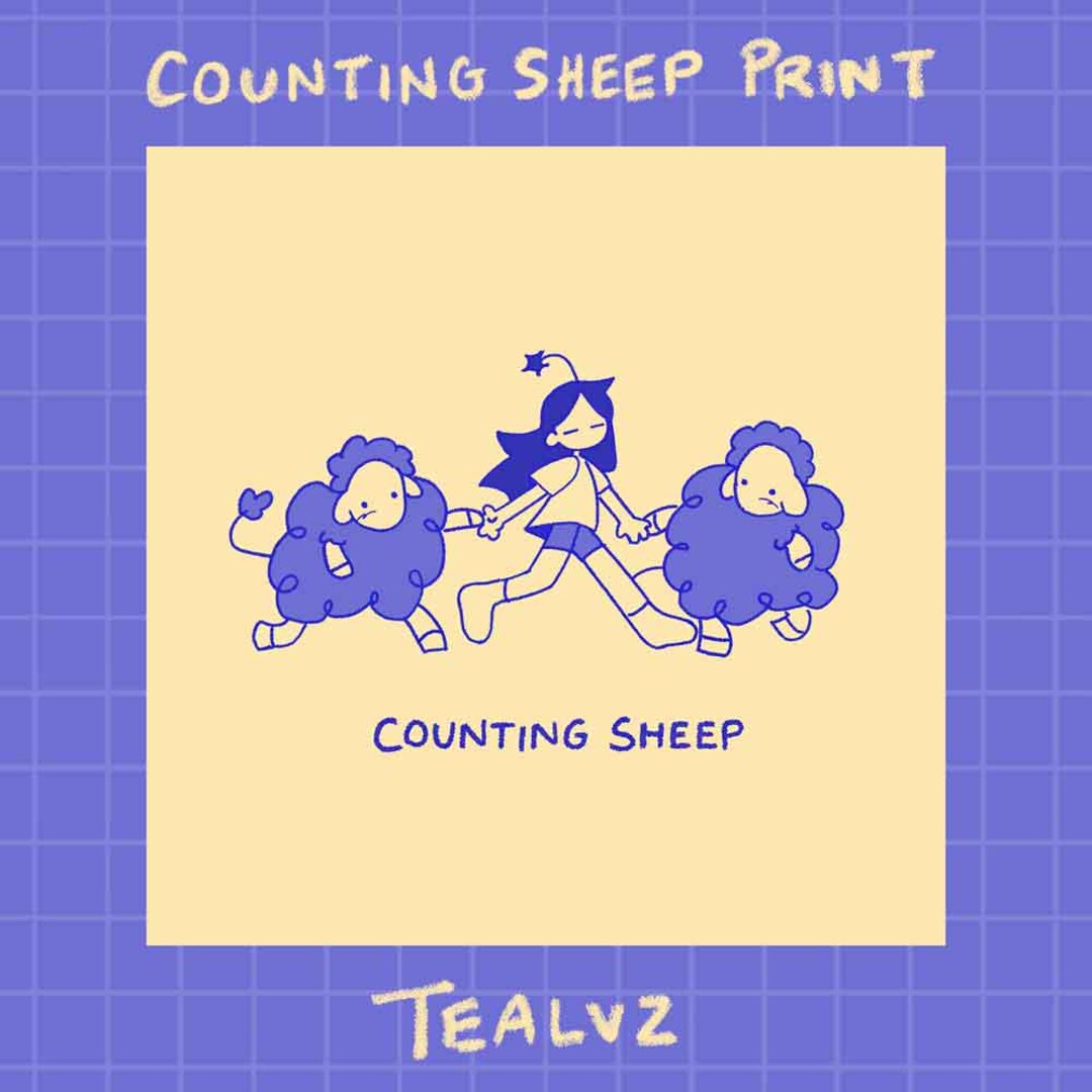 Counting Sheep Dream Art Print | 5"x5" | Kawaii Decor Gift Post Card - Etsy
