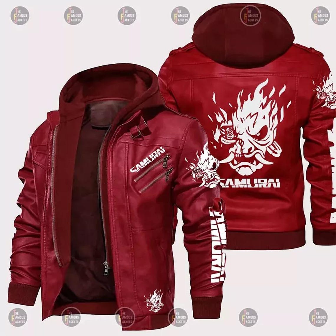 Custom Tailored Cyberpunk 2077 Inspired Red Samurai Biker Genuine ...
