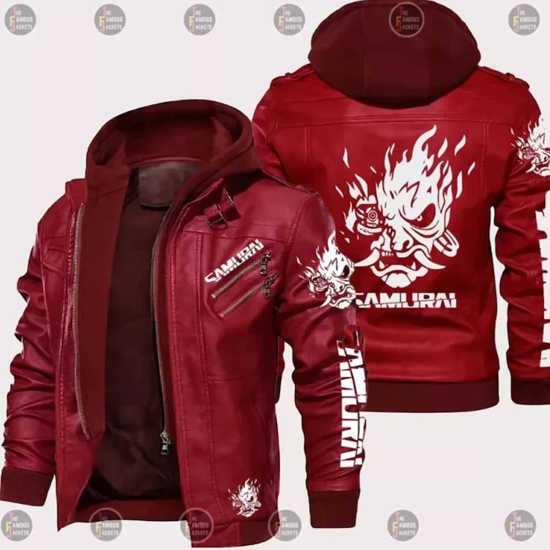 Custom Tailored Cyberpunk 2077 Inspired Red Samurai Biker Genuine ...