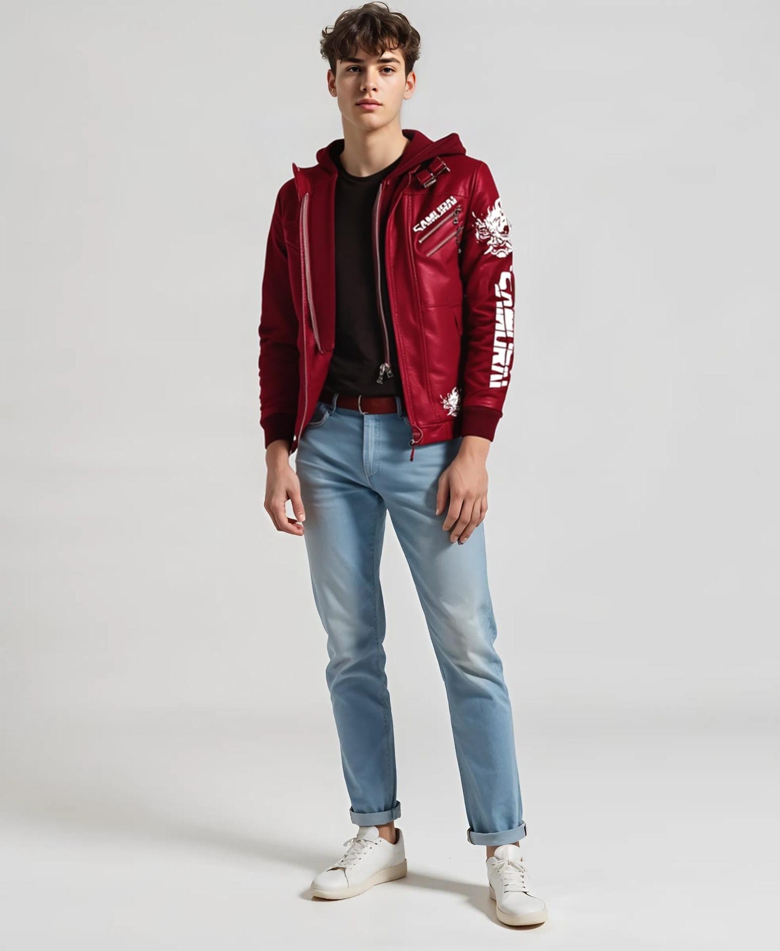 Custom Tailored Cyberpunk 2077 Inspired Red Samurai Biker Genuine ...