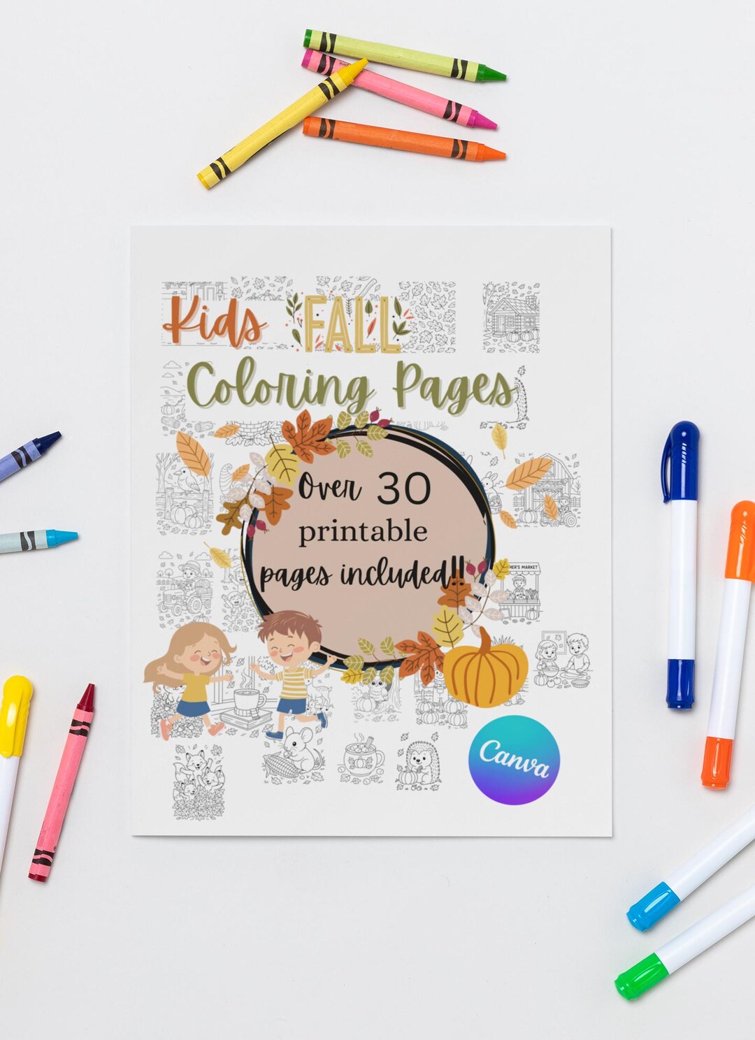 Kids Fall Coloring Bundle Printable Coloring Pages Children Crafts - Etsy