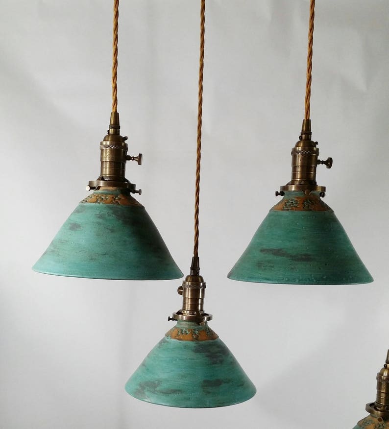 Style#034 Lighting, Green Patina, Hanging Pendant Lamp, Kitchen Island ...