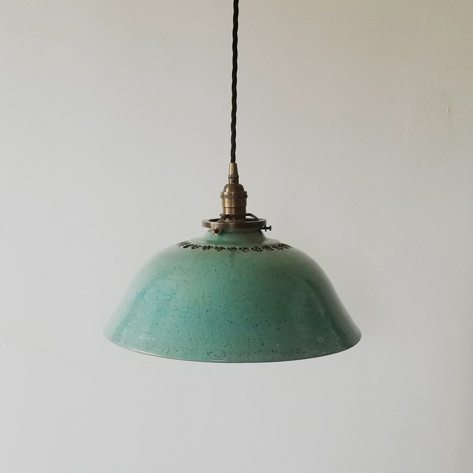 Style#051 Handcrafted Pottery Pendant Light: Sea Mist Glaze, Kitchen ...