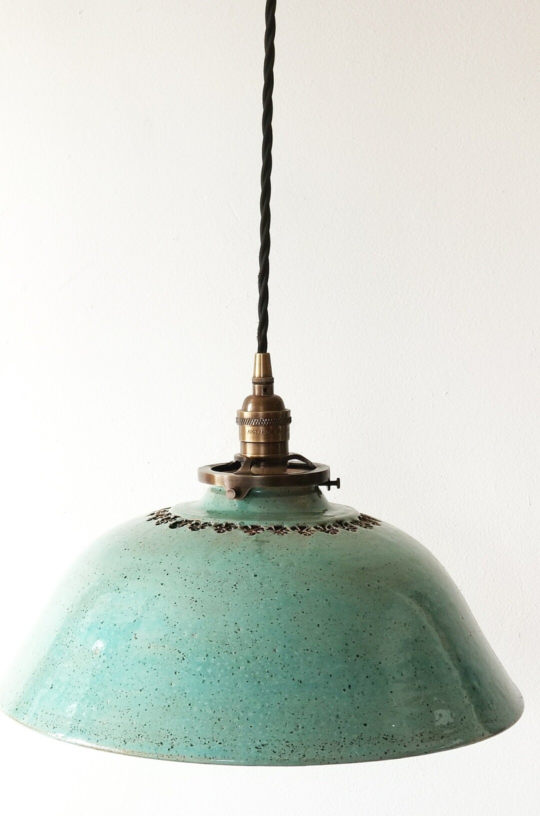 Style#051 Handcrafted Pottery Pendant Light: Sea Mist Glaze, Kitchen ...