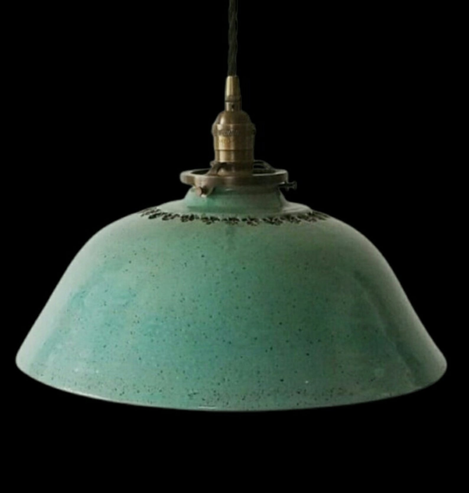 Style#051 Handcrafted Pottery Pendant Light: Sea Mist Glaze, Kitchen ...
