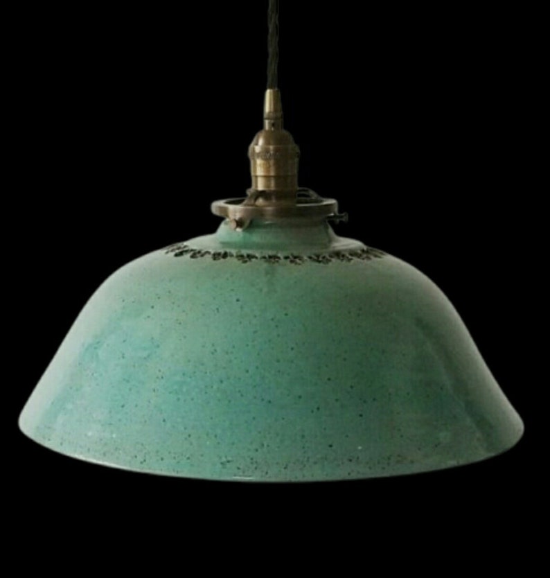 Style#051 Handcrafted Pottery Pendant Light: Sea Mist Glaze, Kitchen ...