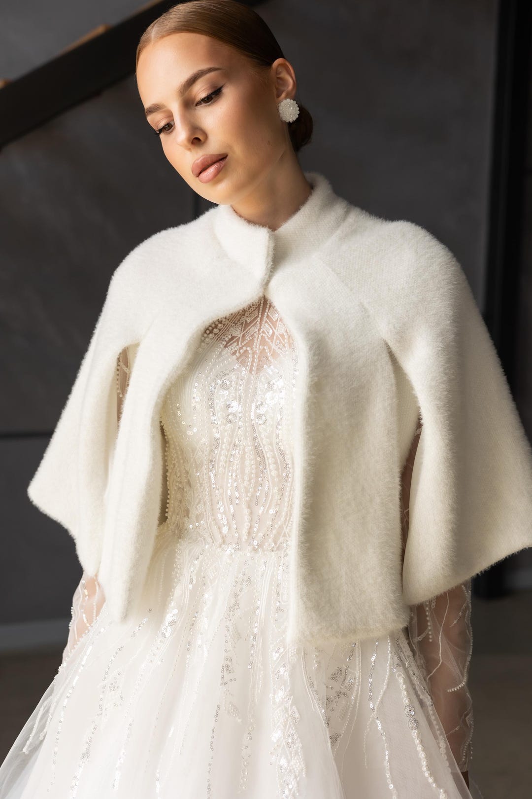 Wedding Fur Coat, Wedding Jacket, Ivory Faux Fur Wedding Coat, Fur Cape ...