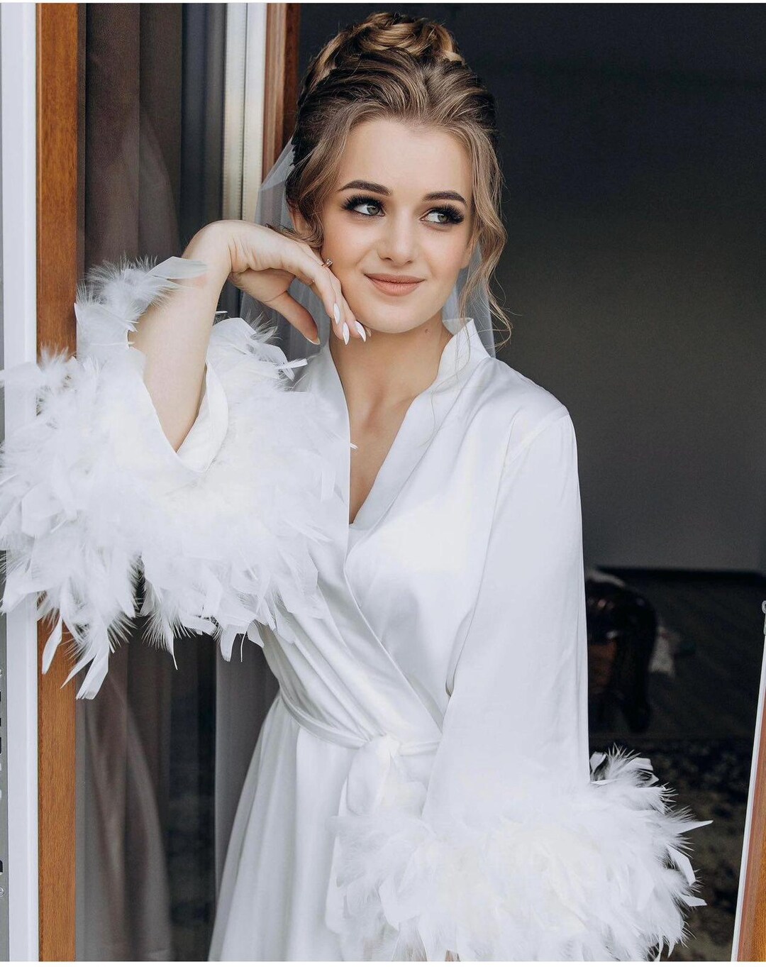 Feather Robe, Bridal Robe, Long Feather Wedding Robe, Bridal Boudoir ...