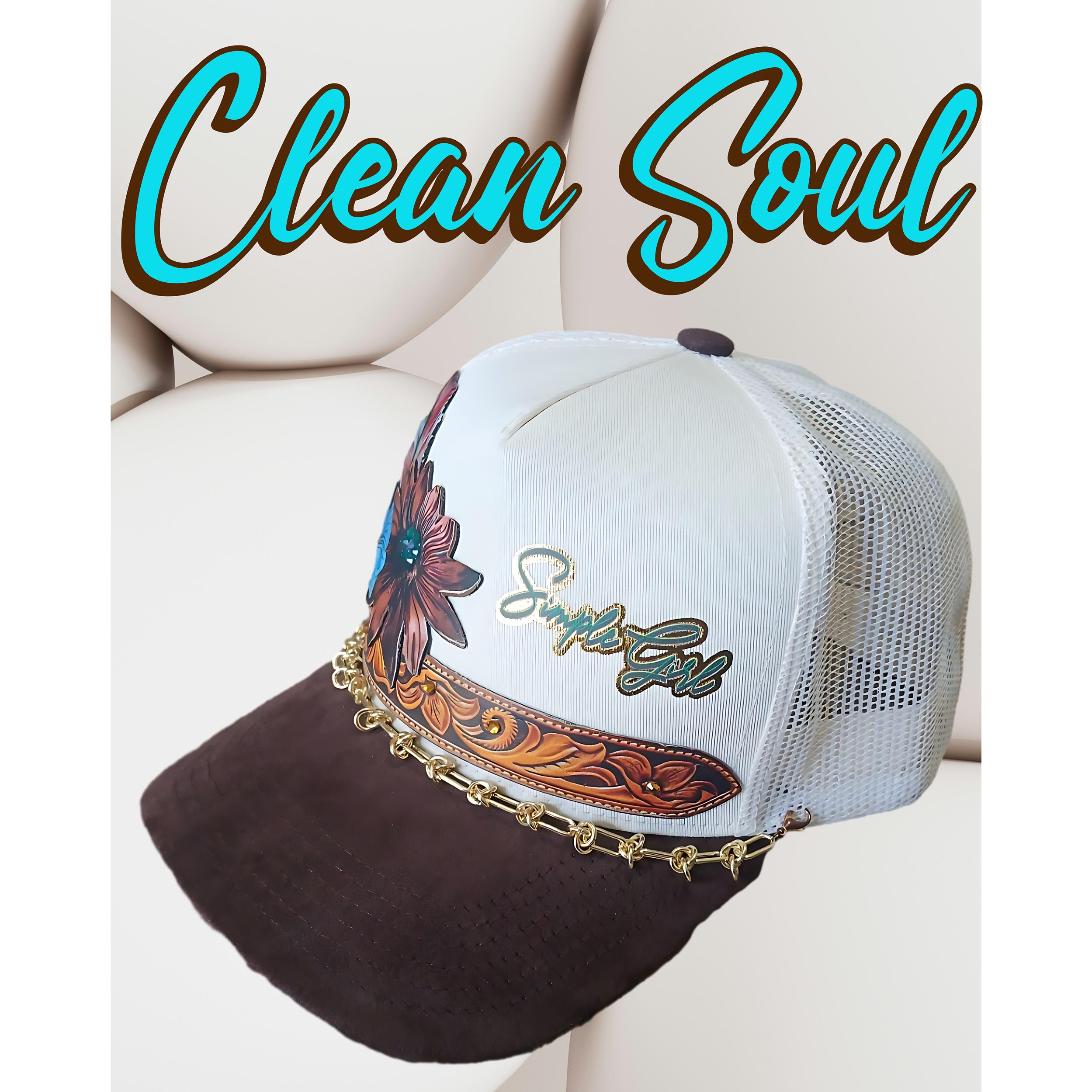 Clean Soul Trucker Hat – Simple Girl Western Floral With Tooled Leather ...