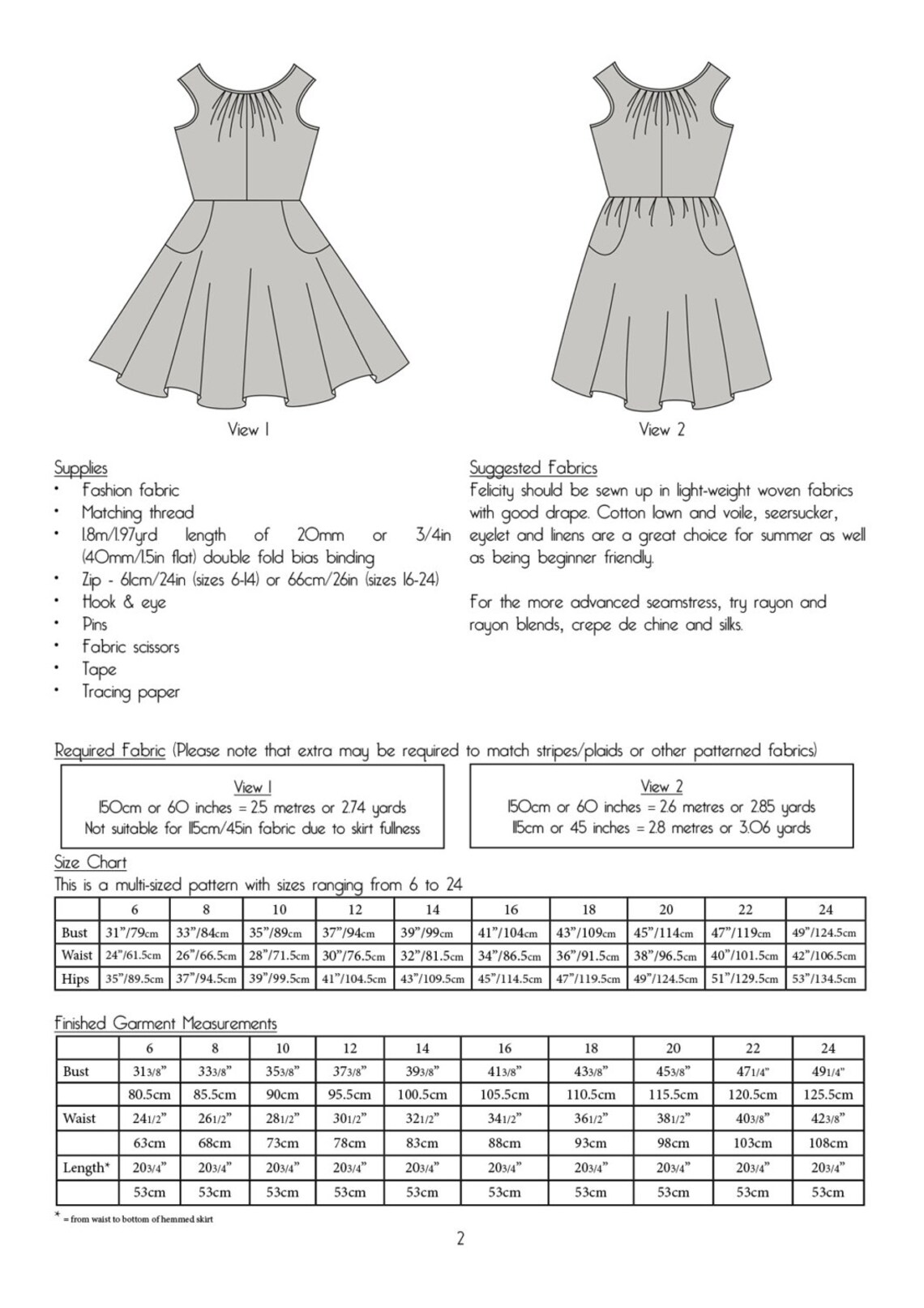 Felicity Dress Ladies PDF Sewing Pattern Multi Size 6 to 24 - Etsy