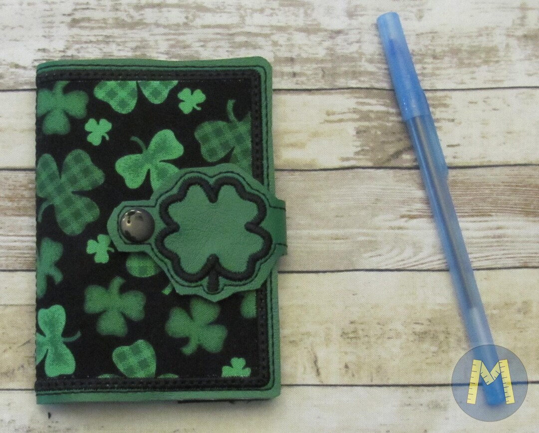 Shamrock With Black and Green Clover Fabric Mini Composition Notebook ...