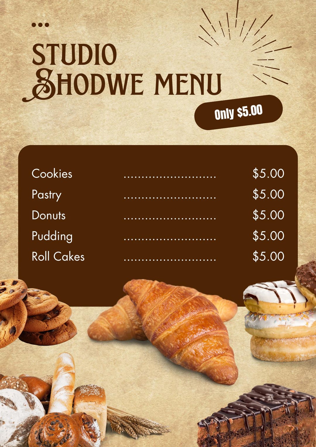 Bakery Menu Template: Editable Price List, Canva Design - Etsy UK