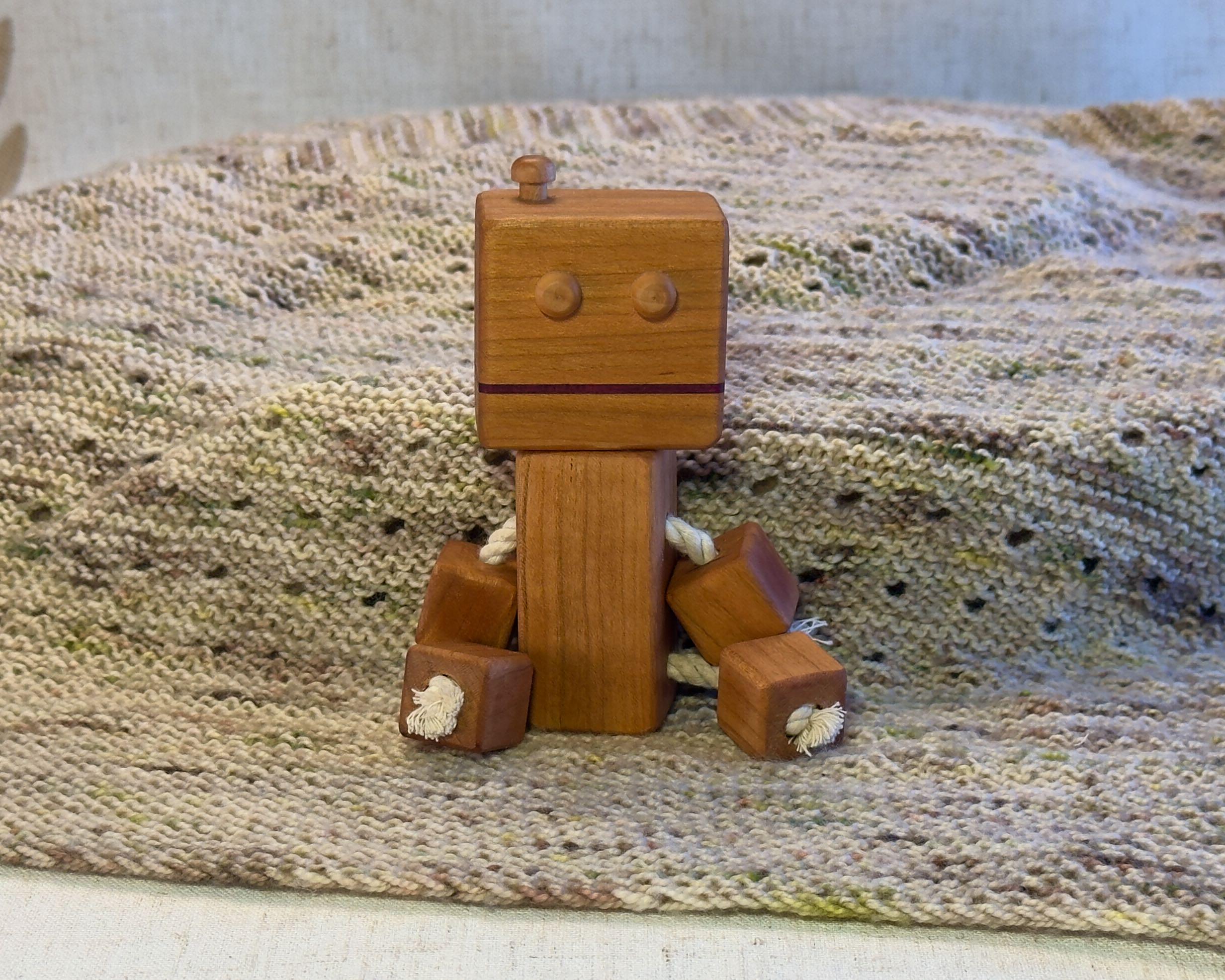 Handmade Wooden Robot Figure: Artisan Hardwood Desk Decor - Etsy