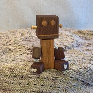 Handmade Wooden Robot Figure: Artisan Hardwood Desk Decor - Etsy