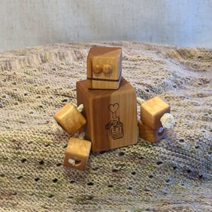 Handmade Wooden Robot Figure: Artisan Hardwood Desk Decor - Etsy