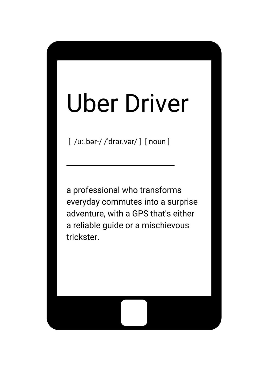 Uber Driver Funny Definition Digital Download Print Art Work Job Career ...
