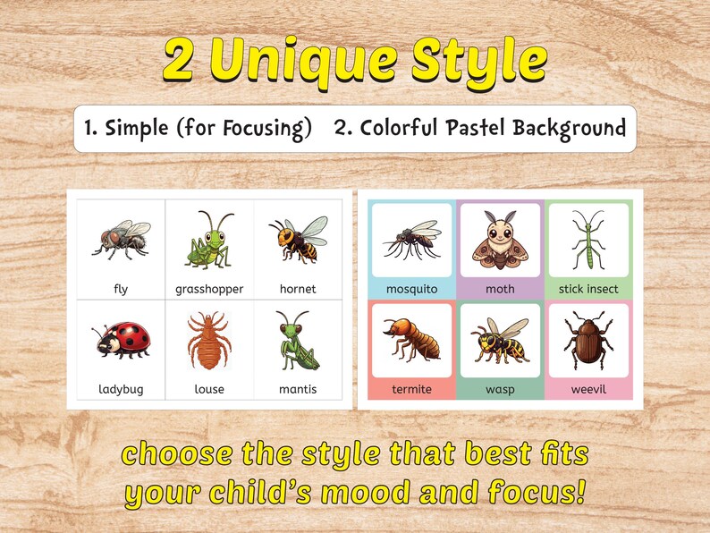 25 Cute Bug & Insects Flashcards, 25 Printable Montessori Toys for ...