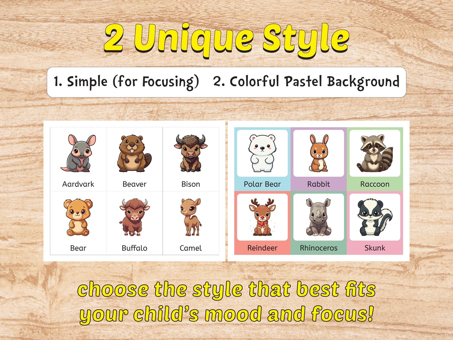 44 Cute Wild Animal Flashcards, 44 Printable Montessori Cards ...