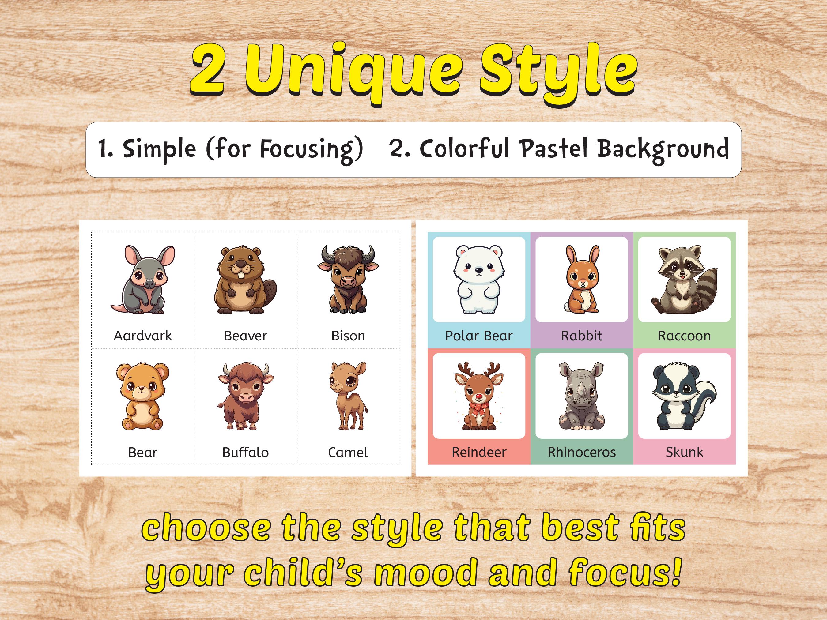 44 Cute Wild Animal Flashcards, 44 Printable Montessori Cards ...