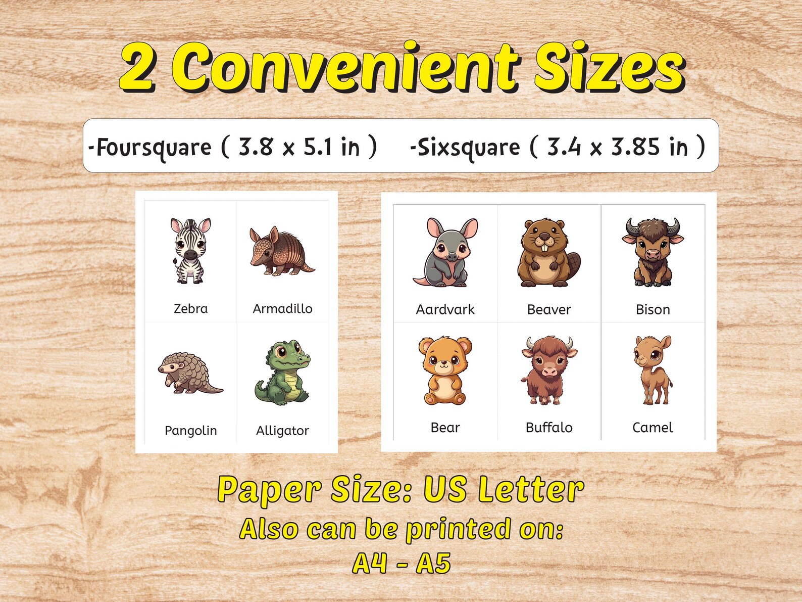 44 Cute Wild Animal Flashcards, 44 Printable Montessori Cards ...