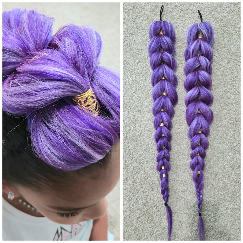 Purple Braided K-pop Hair Extensions With Gold Cuffs: Cosplay Festival ...