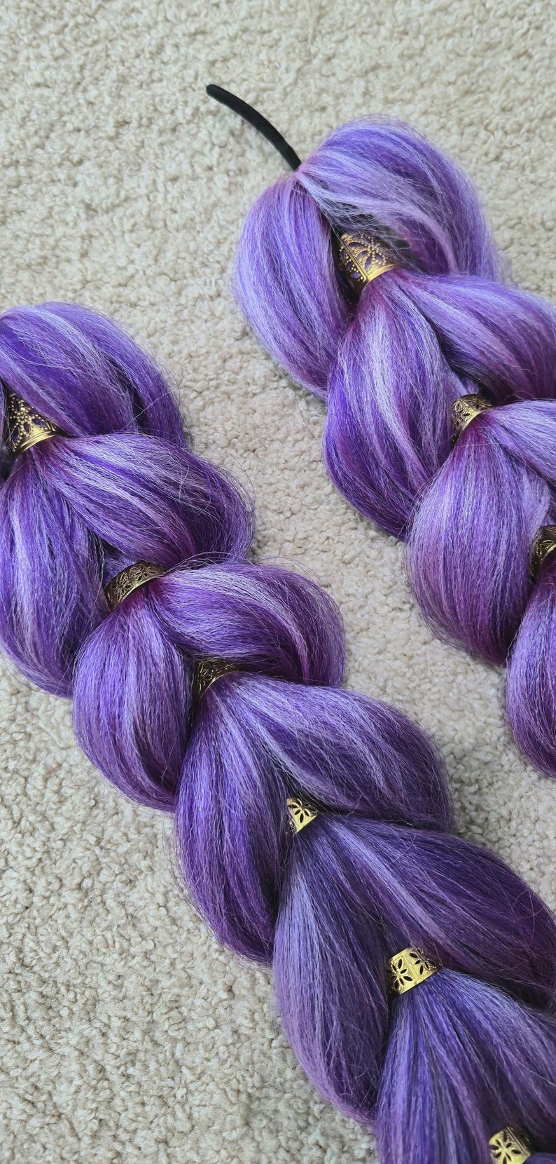 Purple Braided K-pop Hair Extensions With Gold Cuffs: Cosplay Festival ...