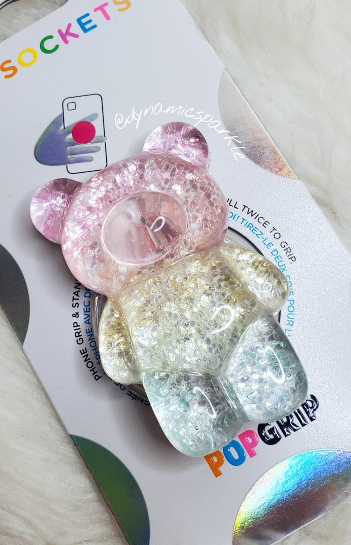 Glitter Bear Popsocket Grip: Kawaii Pastel Rainbow Phone Stand - Etsy