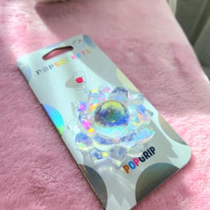 Sailor Moon Silver Iridescent Crystal Flower Popsocket | Dazzling Phone ...