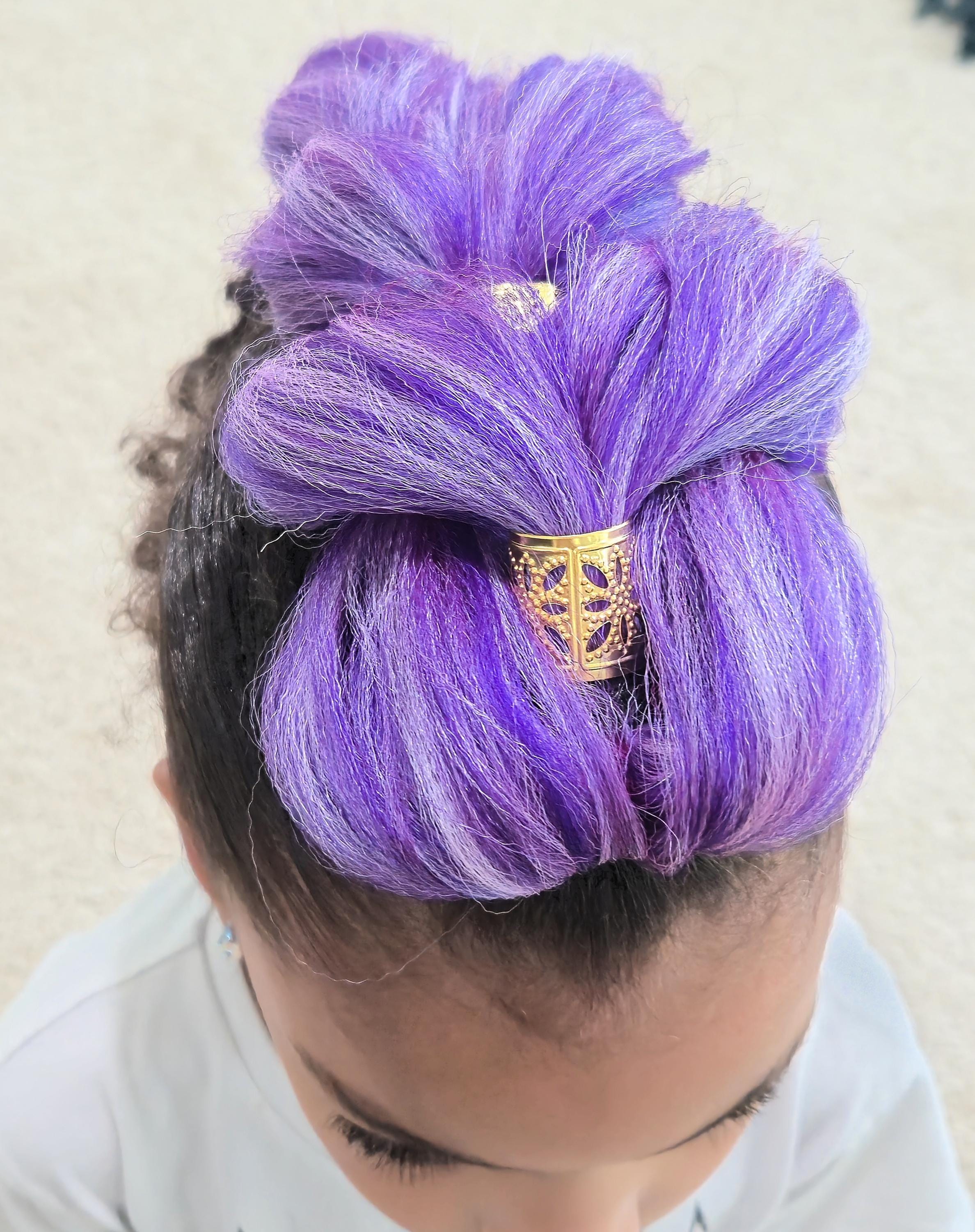 Purple Braided K-pop Hair Extensions With Gold Cuffs: Cosplay Festival ...