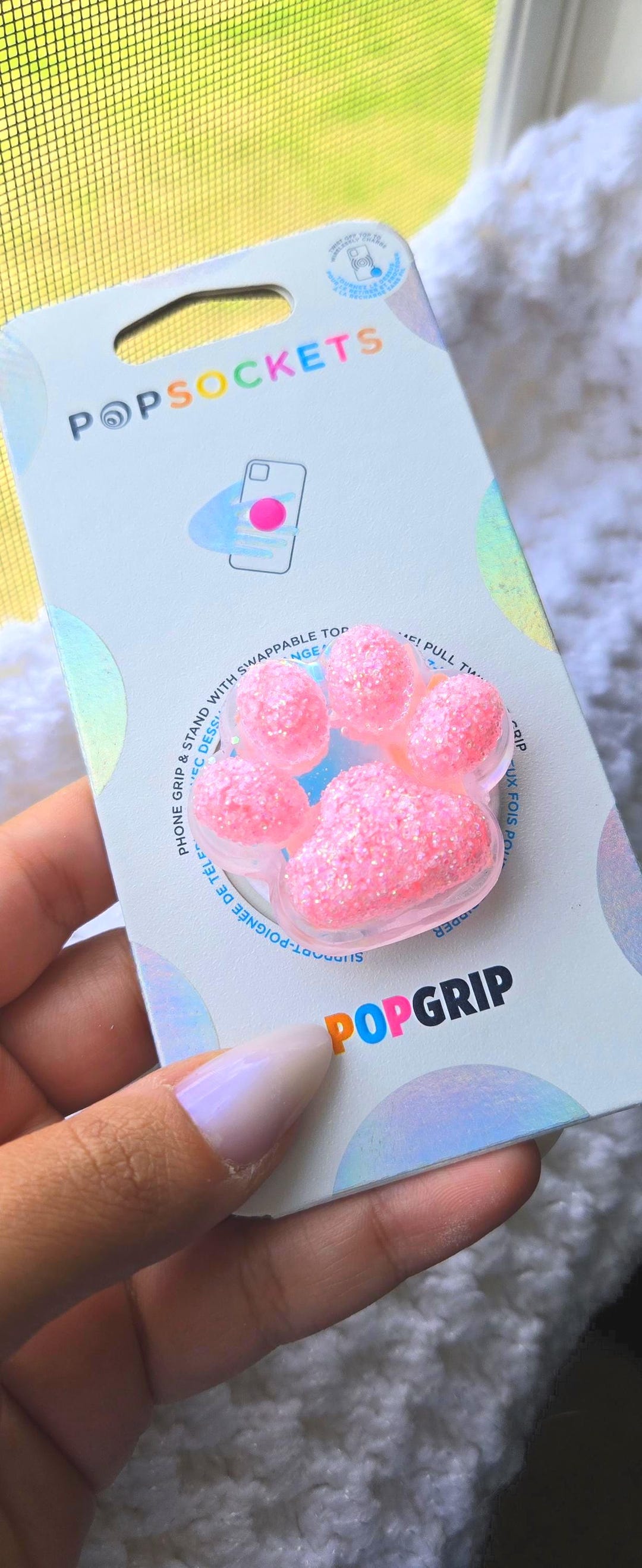 Pink Druzy Holographic Cat/dog Paw Print Popsocket - Etsy