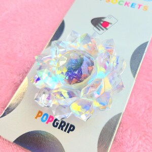 Sailor Moon Silver Iridescent Crystal Flower Popsocket | Dazzling Phone ...