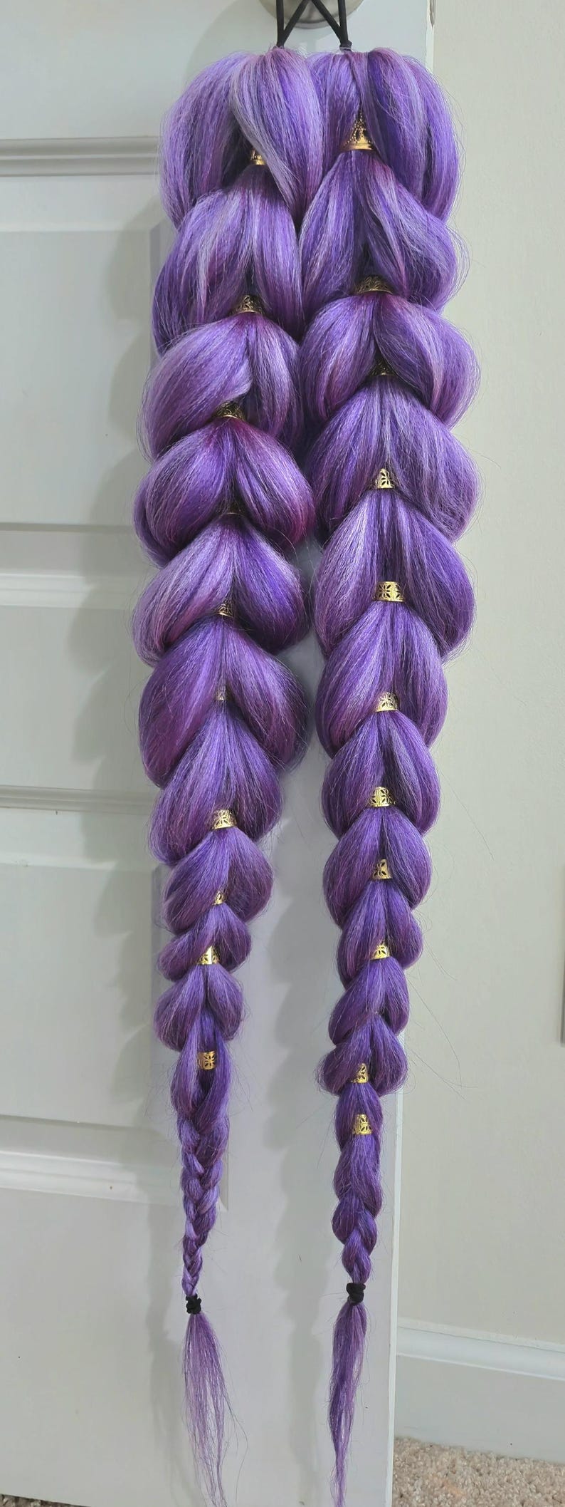 Purple Braided K-pop Hair Extensions With Gold Cuffs: Cosplay Festival ...
