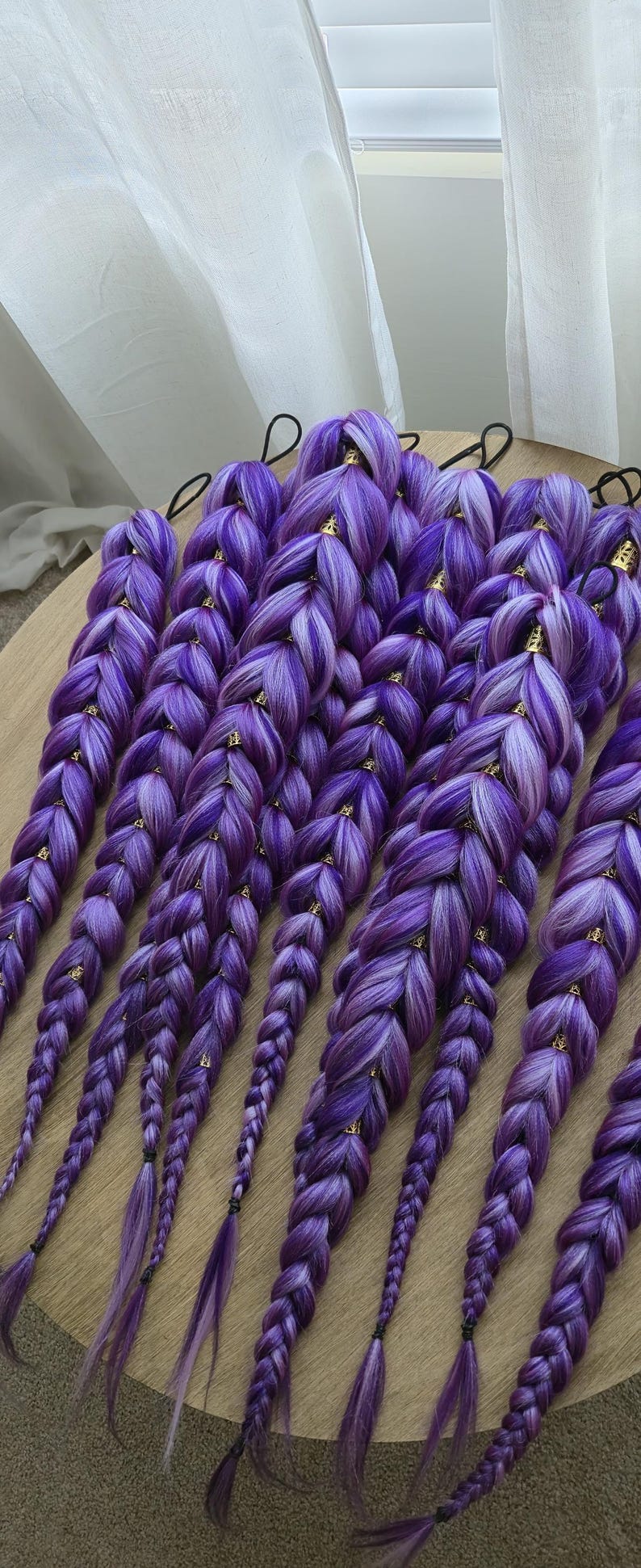 Purple Braided K-pop Hair Extensions With Gold Cuffs: Cosplay Festival ...