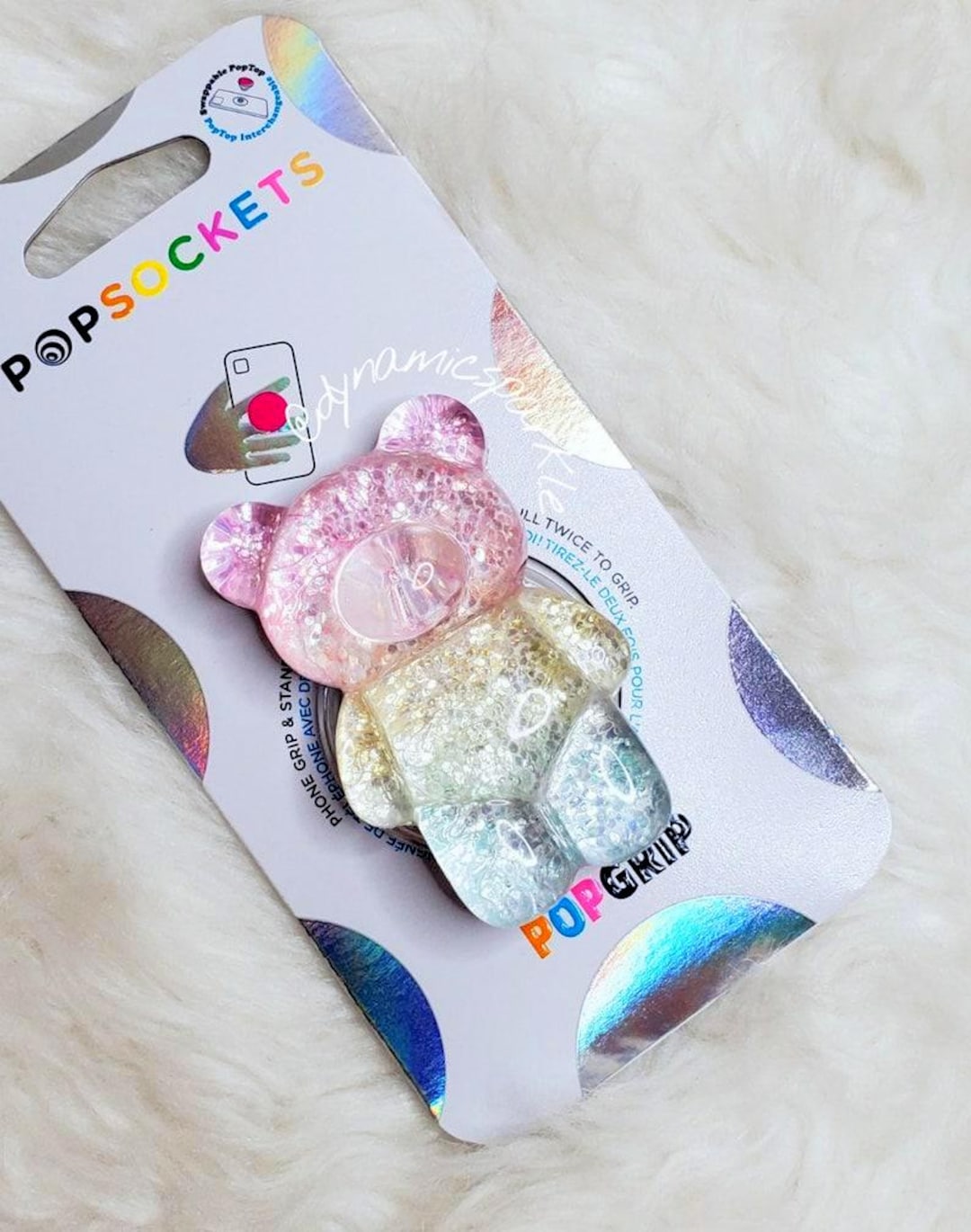 Glitter Bear Popsocket Grip: Kawaii Pastel Rainbow Phone Stand - Etsy