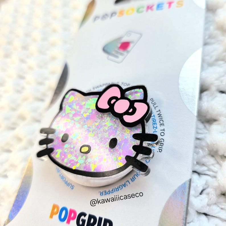 Glitter Hello Kitty Popsocket: Kawaii Phone Grip Stand - Etsy