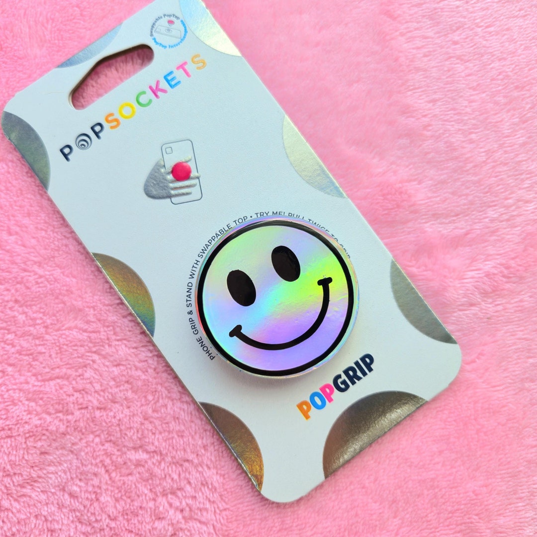 Holographic Smiley Face Popsocket - Fun Functional Phone Grip - Etsy