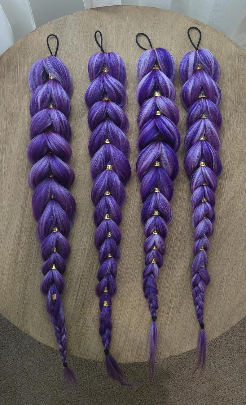 Purple Braided K-pop Hair Extensions With Gold Cuffs: Cosplay Festival ...