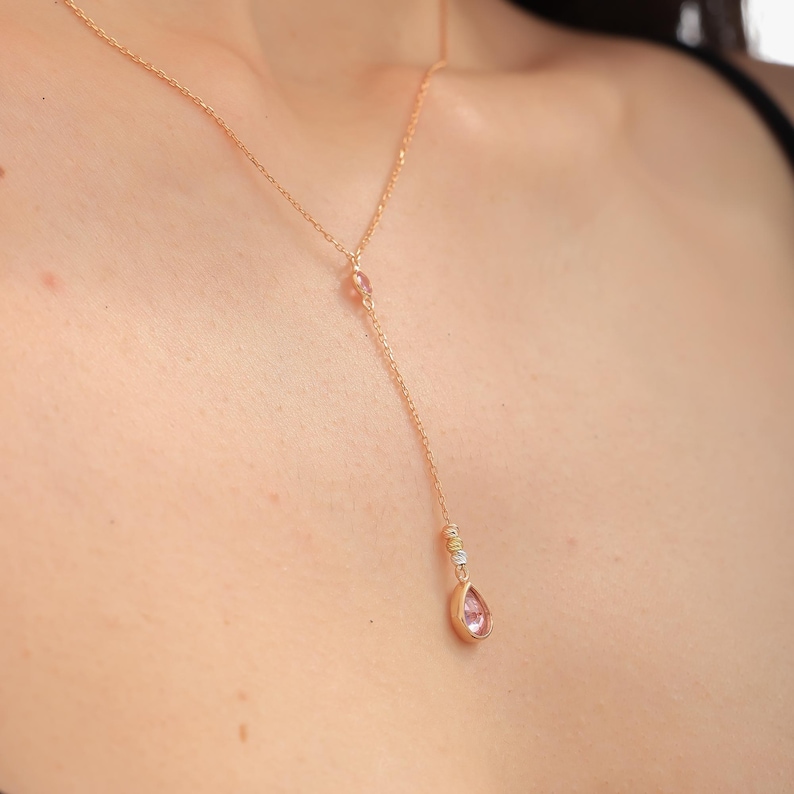 Dangling Dorical Drop Stone Necklace, Tiny Dangling Stone Necklace ...