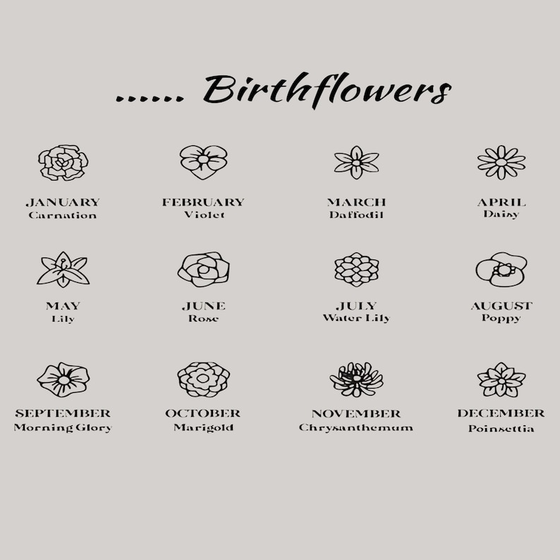 Personalized Birth Flower Bracelet, Custom Family Birth Flower Jewelry ...