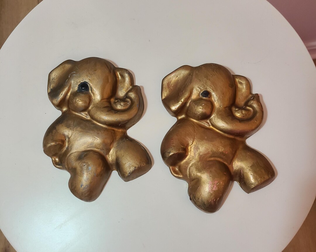 Vintage Antique Chalkware Elephants Set of 2 - Etsy