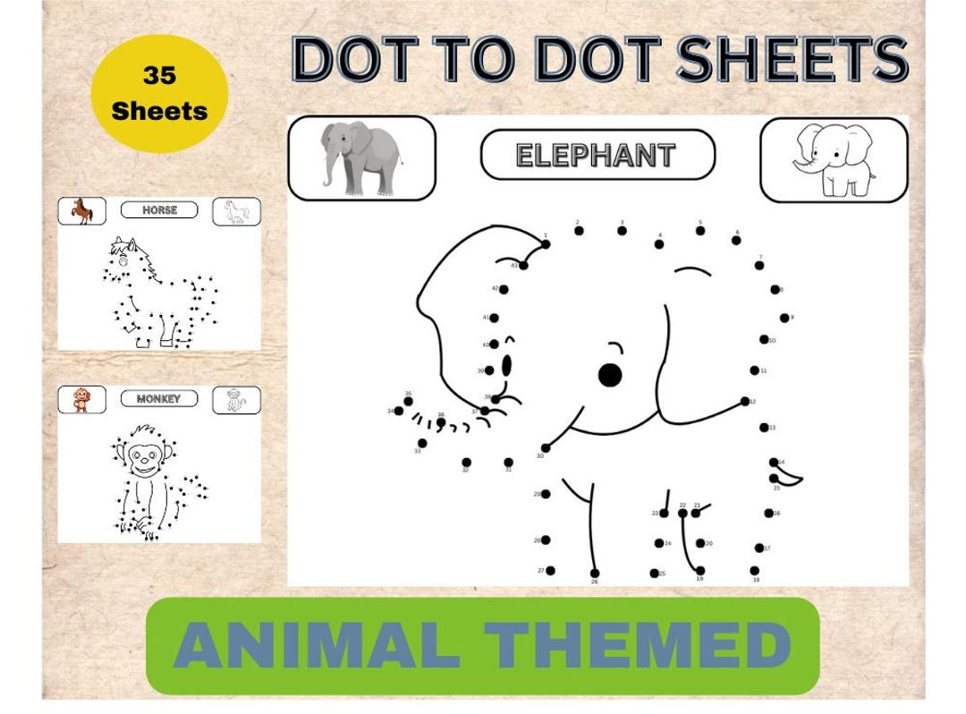 Animal-themed Dot to Dot, Coloring Book for Kids, Connect the Dots Kids ...
