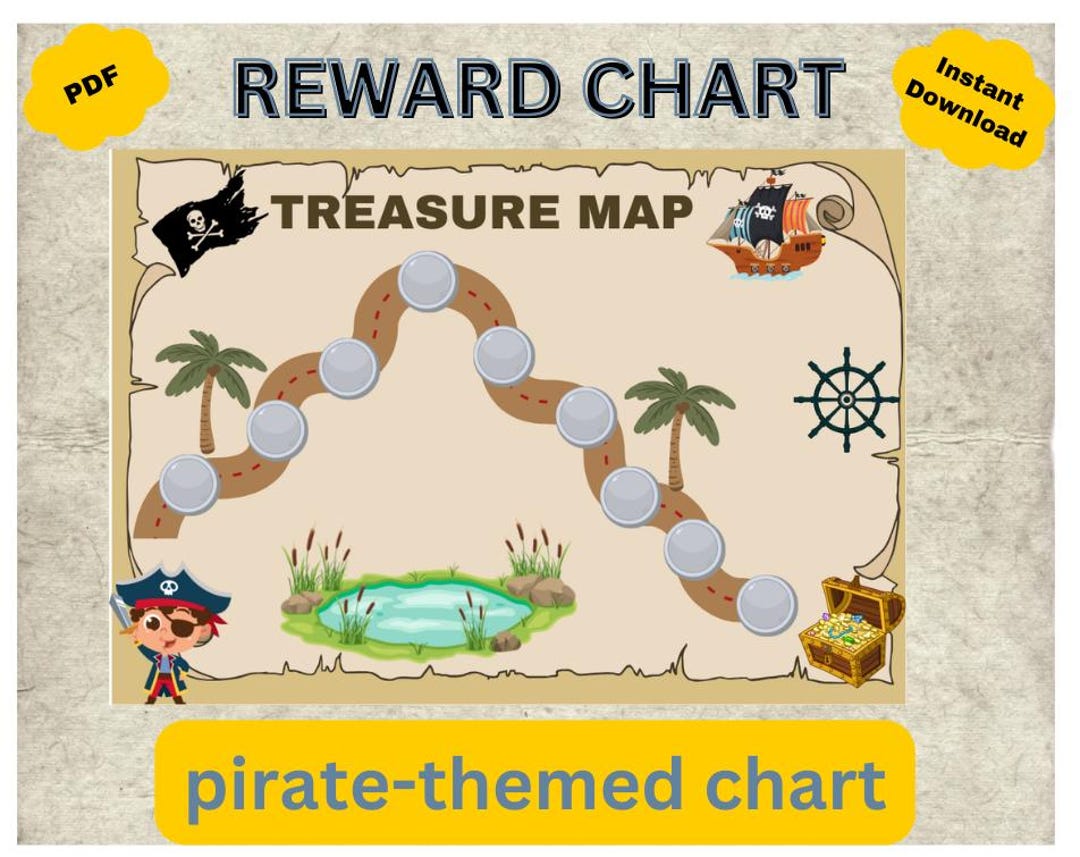 Pirate Themed Reward Chart, Printable Behavior Tracker, Treasure Hunt ...
