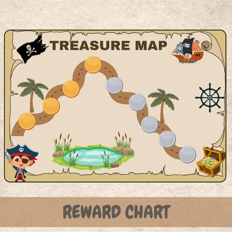 Pirate Reward Chart - Routine Sticker Chart for Kids -toddler Goal ...