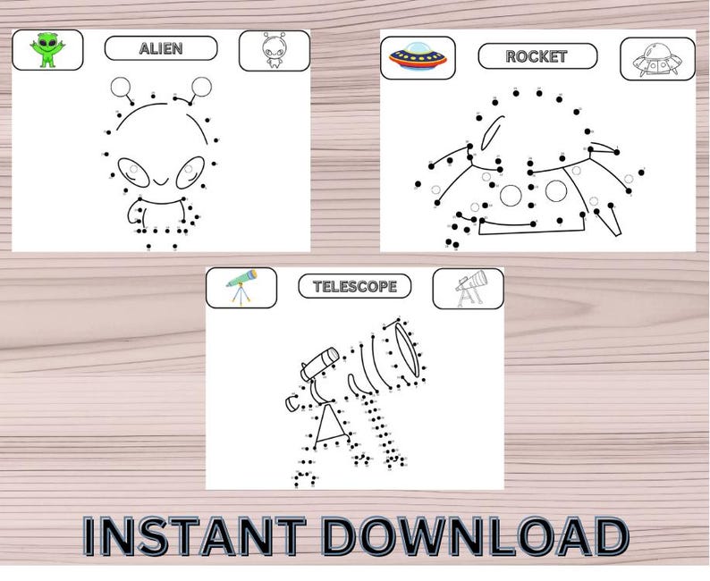 Space-themed Dot to Dot, Coloring Book for Kids, Connect the Dots Kids ...