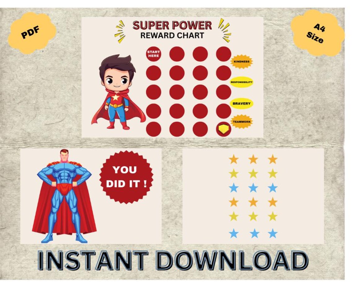 Superhero Reward Chart, Toddler Reward Chart, Reward Chart Printable ...