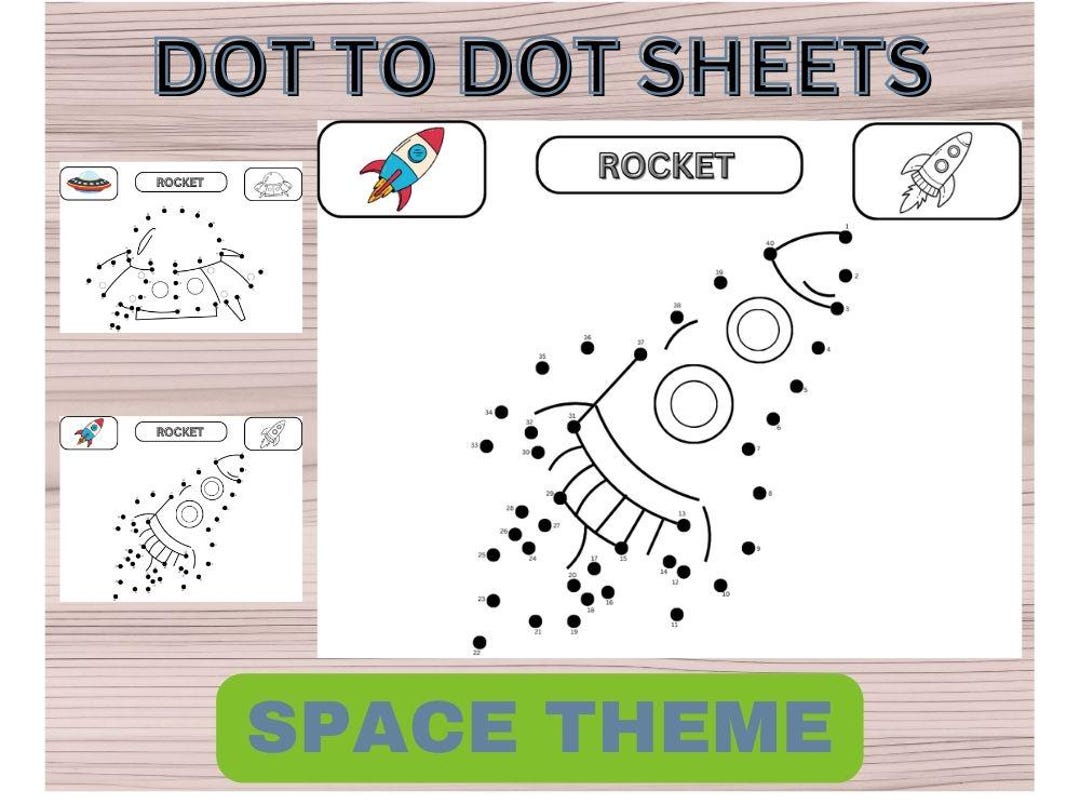 Space-themed Dot to Dot, Coloring Book for Kids, Connect the Dots Kids ...