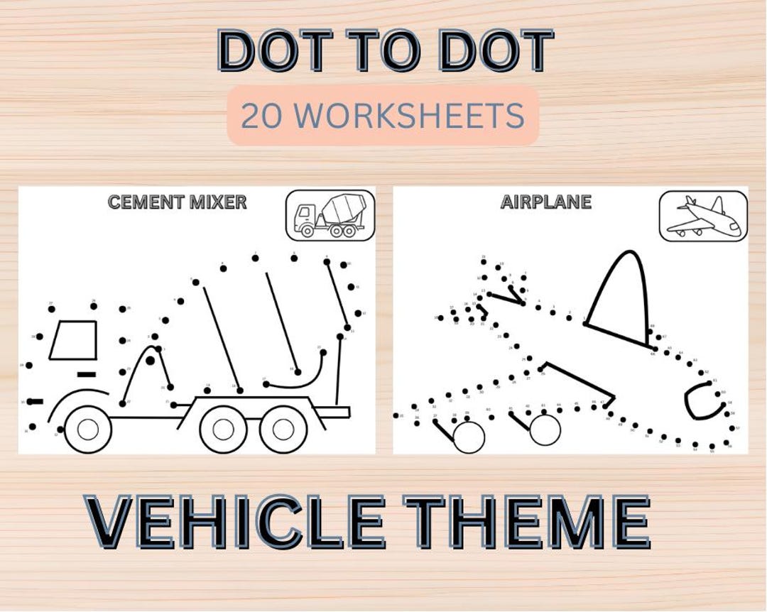 Vehicle-themed Dot-to-dot Coloring Book for Kids, Connect the Dots Kids ...