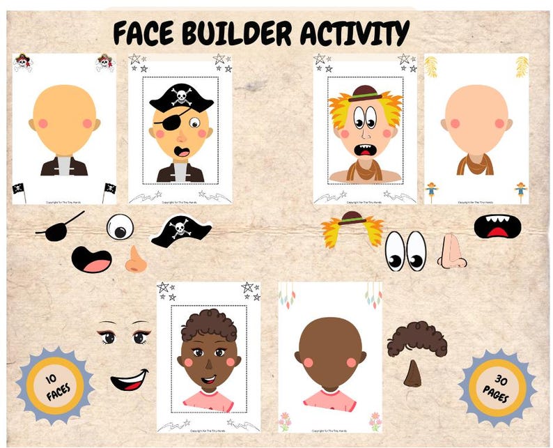 Fun Face Builder Activity for Kids Toddler Book Chart Quiet Book ...