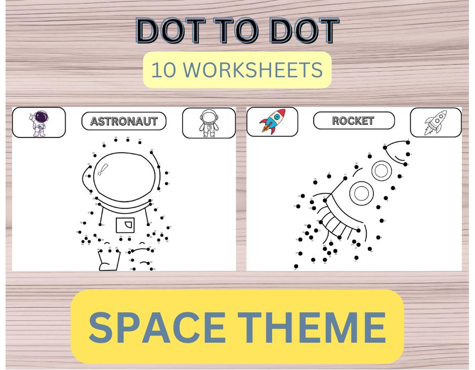 Space-themed Dot to Dot, Coloring Book for Kids, Connect the Dots Kids ...